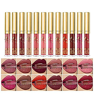 UCANBE 12Pcs/Set Velvet Matte Liquid Lipstick Makeup Classic Waterproof Long Lasting Smooth Soft Reach Colors Full Lips Gloss For Women Gift