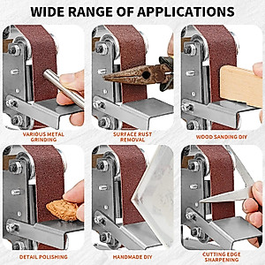 Electric Mini Belt Sander Polishing-Grinding Sharpener, 13 x 1.2inch Power 7 Adjustable Speed Multifunctional Mini Bench Belt Grinder Kit for Metal Knife Wood Polishing