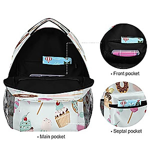 Cupcake Ice Cream Donut School Bag Backpack College Bookbag,Lollipop Fruit Laptop Backpacks Computer Bag Travel Hiking Camping Daypack for Women Girls Men Boys Students