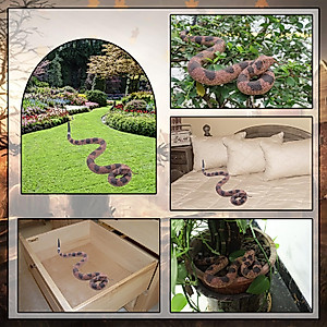 Morofme Realistic Fake Snakes Rubber Snake Toy Plastic Snake Scare Birds Soft Rattlesnake Figurine Snake Prank Props Halloween Snake Decorations for Garden April Fool's Day