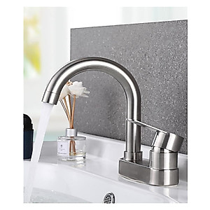 AISHANBAIHUODIAN Kitchen Faucets 304 Stainless Steel Brushed Bath Basin Faucet Sink Mixer Taps Vanity Hot and Cold Water Mixer Fit for Bathroom Faucets (Color : D)
