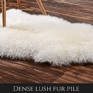 Super Area Rugs Genuine New Zealand Fluffy Sheepskin Rug for Bedroom Living Room, Natural, Large 2' x 3' Single Pelt