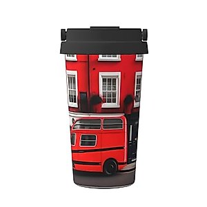WANGXUEE London Street Print 500ml Stainless Steel Travel Tumbler Double Wall Vacuum Insulated Coffee Mug