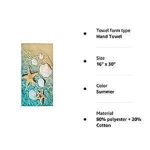 Wamika Beach Summer Hand Towels Seashells Starfishs Face Towel Ocean Sea Soft Thin Guest Towel Portable Kitchen Tea Towels Dish Washcloths Bath Decorations Housewarming Gifts 16 X 30 in