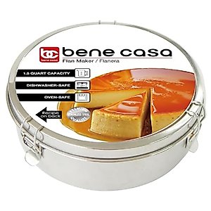 Bene Casa 1.5Qt Stainless Steel Flan Maker, Flan Mold, 7.5in Diameter