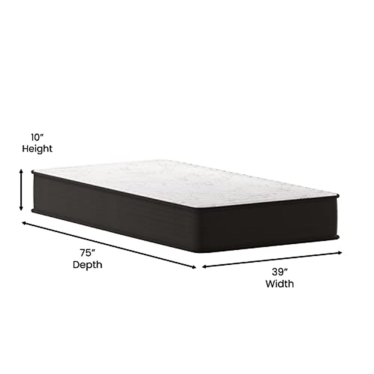 Flash Furniture Dream 10 Inch Hybrid Mattress, Twin Size High Density Foam and Innerspring Mattress in a Box, CertiPur-US Certified Foam