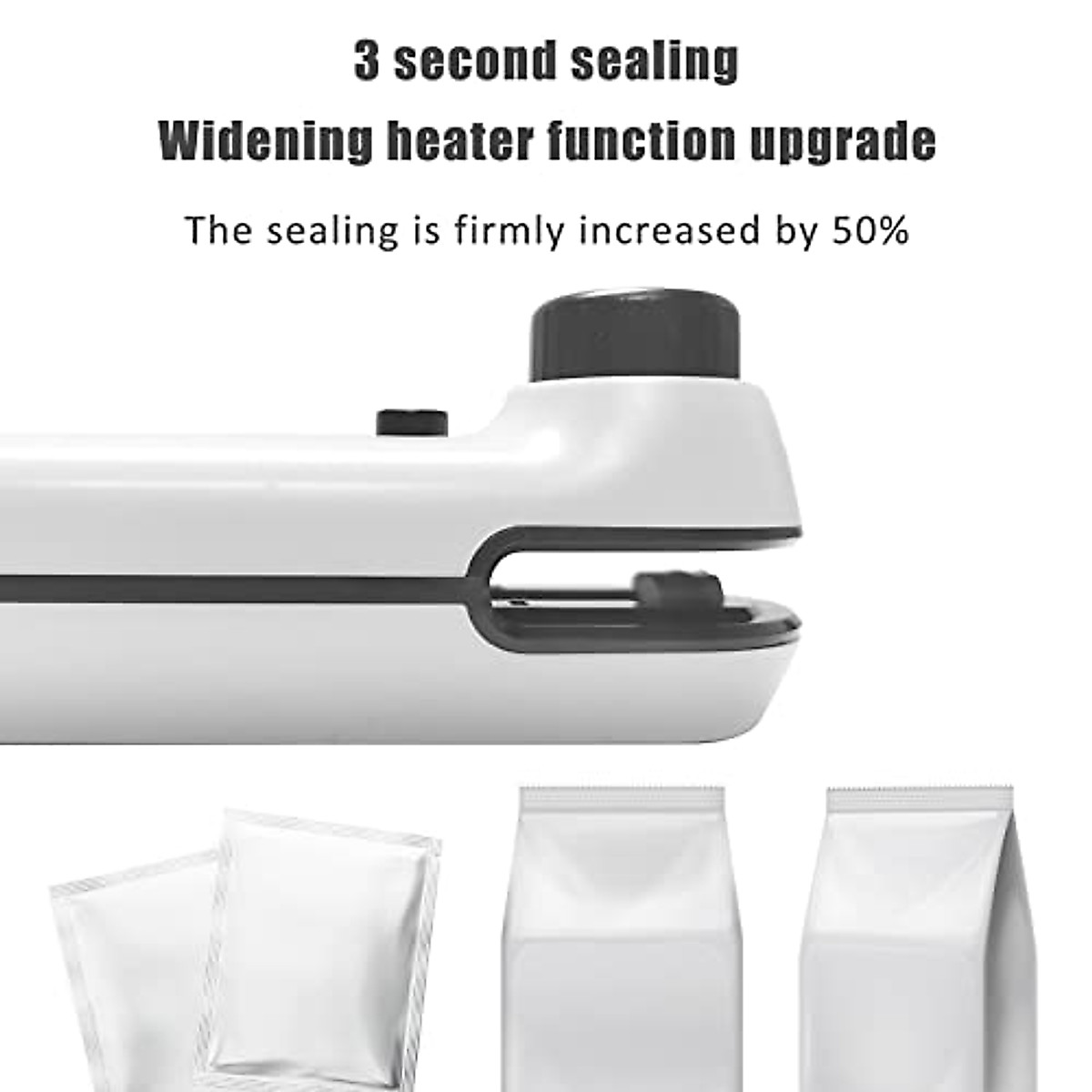 Buddeez Mini Sealer and Cutter, Upgraded 2-in-1 Hand-Held Tthermal Vacuum Sealer, USB Rechargeable, Portable Sealer Kitchen Gadget (White)