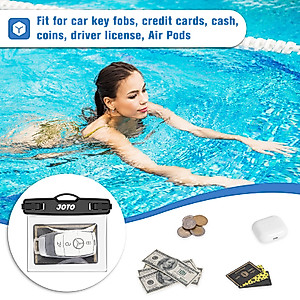 JOTO 2 Pack Waterproof Car Key FOB Case with Lanyard for Swimming Surfing, Small Waterproof Wallet Dry Bag for Money Credit ID Card Cash Coins -Black