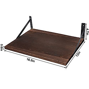 Hoteam 4 Sets of Wide Rustic Floating Shelves Wall Mounted 16.5 x 12 x 4.7 Inches Deep Large Floating Shelves with Large Capacity for Kitchen Living Room Bathroom Bedroom