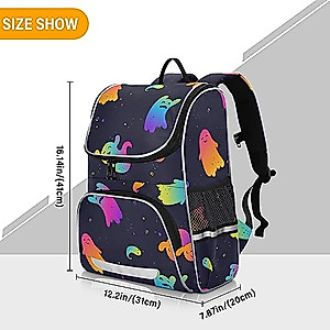 Sletend Large Capacity Printing Student Shoulder Bag for Children Teenagers Colorful Ghost Laptop Bag School Bag for Work School, Men's and Women's Travel Backpack