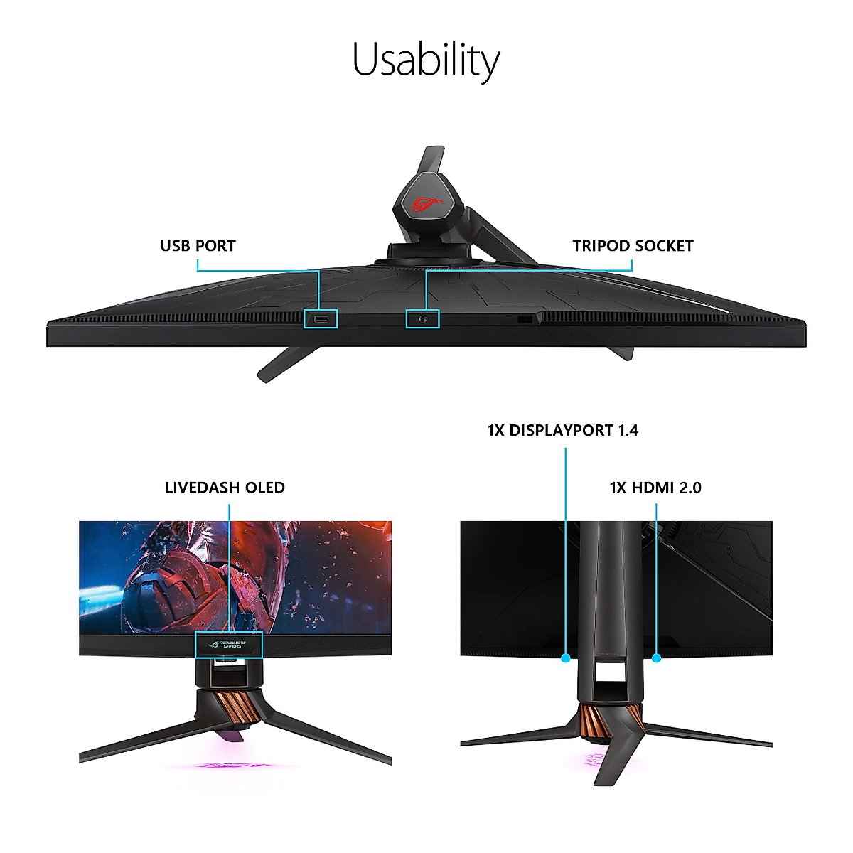 ASUS ROG Swift 32” 4K HDR Gaming Monitor - 144Hz DSC, UHD (3840 x 2160) PC Monitor, Mini-LED IPS with G-SYNC Ultimate, Local Dimming, Ideal for Desktop and Computer Monitor Black - - PG32UQX