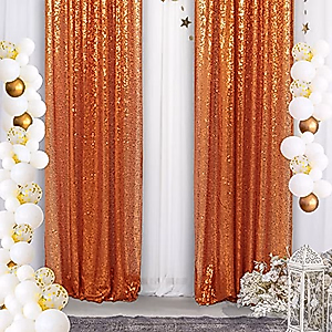 Coral Sequin Curtains 2 Panels 2FTx8FT Glitter Sequin Backdrop Curtains Orange Shimmer Wall Backdrop Birthday Backdrops Christmas Wedding Party Backdrop Sequence Backdrop for Photography(2FTx8FT)