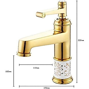 Faucet Deck Mounted Brass and Ceramic Faucet Bathroom Basin Faucet Mixer Tap Gold Sink Faucet Bath Basin Sink Faucet,Kitchen faucets