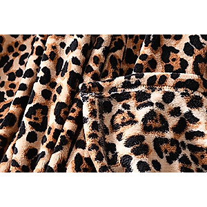 MarCielo Fleece Throw Blanket, 50 x 60 Inch Lap Fleece Blankets (Leopard)