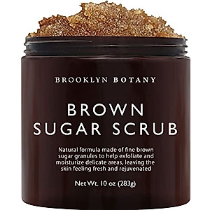 Brooklyn Botany Brown Sugar Body Scrub - Moisturizing and Exfoliating Body, Face, Hand, Foot Scrub - Fights Acne, Fine Lines & Wrinkles, Great Gifts For Women & Men - 10 oz