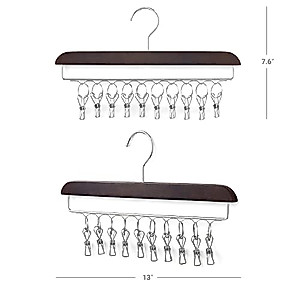 Mkono Hat Organizer Rack Closet Hanging Cap Keeper Hanger with 16 Hooks and Set of 2 Wooden Hat Hangers for Closet with 20 Clips