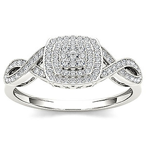 Diamond2Deal 1/4 cttw Round Diamond Halo Engagement Wedding Ring 10k Gold (Color H-I Clarity I2)