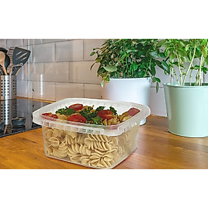 Decony Plastic Deli Containers with Lids 8 Oz- 25 Pack Square Clear Plastic Containers- Tamper-Proof BPA-Free Take Away Food Containers- Space Saver, Airtight, Freezer Safe Meal Prep Containers