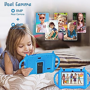 Kids Tablets 7in Android 11 Tablet for Kids Age 3-12,Quad Core 2GB RAM 32GB ROM Toddler Tablet with Shock-proof Case,Parental Control, Pre-installed Kids Educational APP,HD Screen,Dual Camera(Blue)