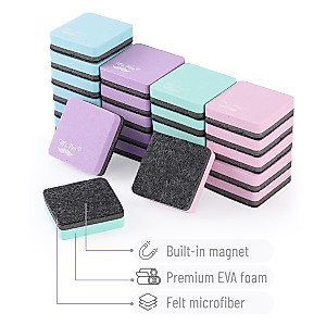 Mr. Pen- Mini Dry Erase Eraser, 24 Pack, Pastel Colors, Magnetic Dry Eraser, Whiteboard Eraser, Dry Erasers for Whiteboard, Magnetic Dry Erase Eraser, Dry Erase Board Erasers, Whiteboard Erasers