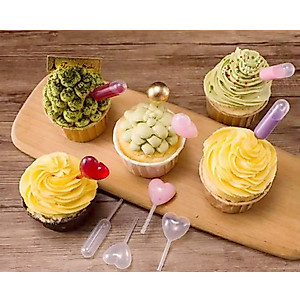 200pcs 4ml Mini Squeeze Transfer Cupcakes Pipettes-Rectangular,Heart,Round Shape,Disposable Plastic Droppers for Cupcake,Dessert,Strawberries and Chocolate, Birthday Party and Holiday Decoration.