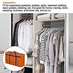 PATIKIL Storage Tote with Zippers, 125L Capacity Foldable Heavy Moving Tote Bags for Bedding Clothes, Orange