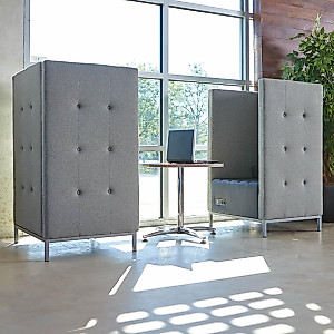 nbf signature series Traffic Modular Seating Lounge Privacy Chair with USB Outlet Ash Grey Fabric Sides/Black Polyurethane Seat