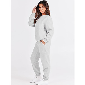 ANRABESS Women's Two Piece Outfits Lounge Set Long Sleeve Crewneck Sweatshirt Jogger Pants Tracksuit Sweatsuit 2024 Fall Sets Small