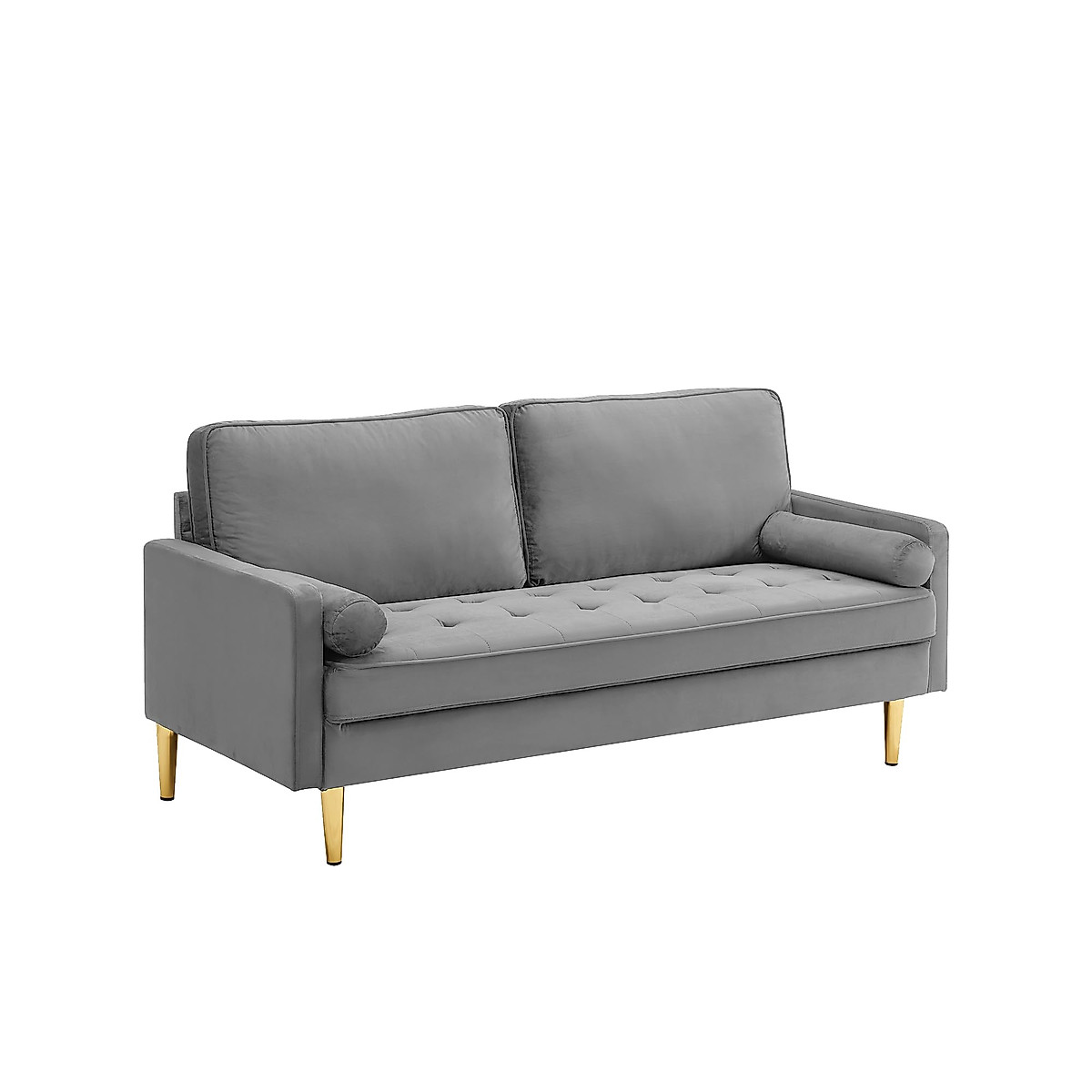 JDMYC Furniture 67" Velvet Loveseat Sofa with Golden Metal Legs, Modern Couch for Living Room, Bedroom, Small Spaces, and Guest Room (Grey)