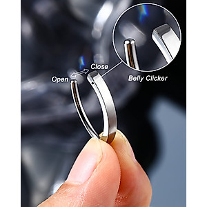 Melighting Titanium Belly Button Rings for Women 14G Belly Rings Clicker G23 Belly Piercing Hoop Reverse Curved Belly Barbell Navel Barbell Body Piercing Jewelry