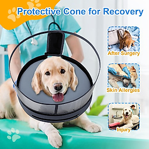 BARKLESS Dog Cone, Dog Donut Collar After Surgery, Inflatable Dog Cone with Clear Anti-Licking Shield, Alternative to Cone of Shame for Large Medium Dogs, Does Not Block Vision
