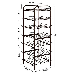 smusei Water Bottle Organizer 7 Tier Free Standing Vertical Metal Water Bottle Rack Shelf Adjustable Water Bottle Beverage Drink Stand Holder for Kitchen Pantry Food Storage, Bronze