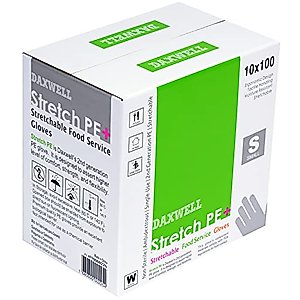 Daxwell Food Safe Stretch Poly Gloves (Small, 1,000 Count) Non-Latex, Disposable, Food Handling Use, Powder Free, F10000225,White