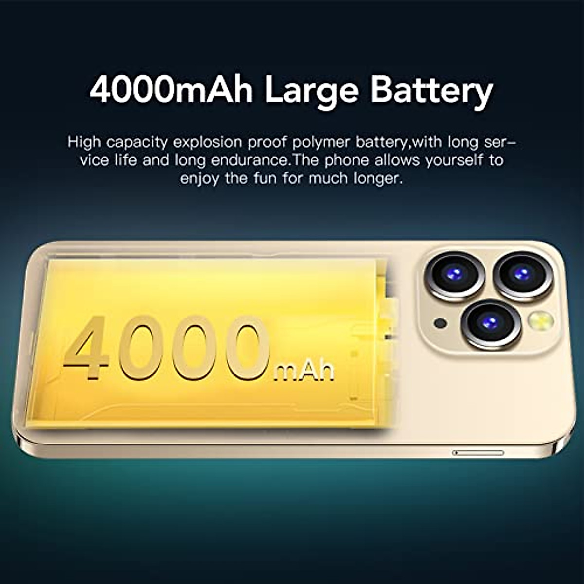 Vbestlife 6.1in Unlocked Smartphone 3G Cell Phone for Android, 6.1in HD Screen Dual Card Dual Standby Mobile Phone, 4000mAh Large Battery, Three Card Slots, Face Unlock(Gold)