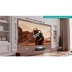 Hisense 100L5H Laser TV Ultra Short Throw Projector with 100" ALR High Gain Screen, 4K UHD, 2700 ANSI Lumens, Dolby Vision & Atmos, HDR10, Google TV, Netflix