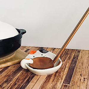 Cat Spoon Rest, Ceramic Cute Spoon Holder Rest for Stove Top, Cat Kitchen Accessories, Stove Holder Utensil Spoon Rest for Kitchen Counter (Orange)