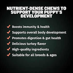 Bully Max 2-in-1 Puppy Soft Chews for Immunity & Growth - Puppy Treats, Supplements & Vitamins for Health & Immune Support - Essential Dog Multivitamin for All Breeds, Small & Large Breed Puppies