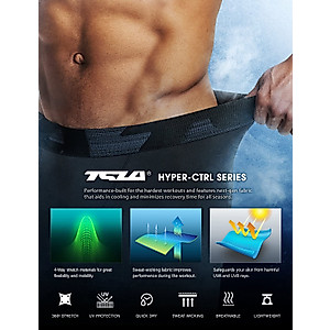 TSLA Men's Compression Pants, Cool Dry Athletic Workout Running Tights Leggings with Pocket/Non-Pocket, Hyper Control Pants Black, Medium