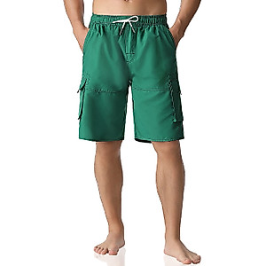 Nonwe Men's Swimming Shorts Lightweight Breathable Boardshorts with Drawstring Green 34