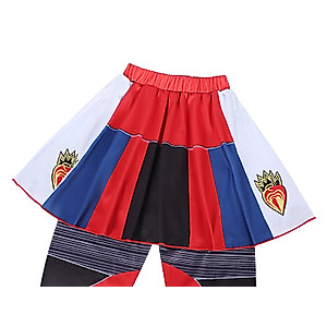 HenzWorld Descendants Evie Costume Kids Halloween Cosplay Birthday Gift Pretend Play Dress up Fancy Party Clothes Pants Set Wig Red,7-8 Years