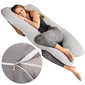 Freedom Goods Pregnancy Pillow (2 Zip Off Pillowcases Warm and Cool),Velvet and Cotton Cover, U Shaped Pregnancy Pillows for Sleeping (55" Lx30 Wx7 H), Maternity Pillow