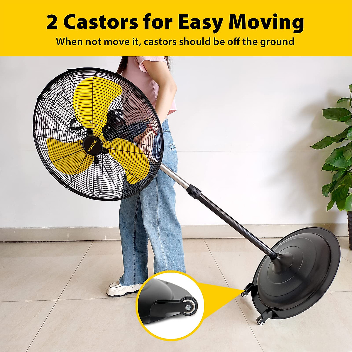 VENTISOL 20 Inch High Velocity Pedestal Fan 4,850CFM Oscillating Stand Up Fan, 3-Speed Heavy-duty Pedestal Fan for Commercial, Residential,Industrial,Shop,Warehouse,Worksites,Gym,Garage