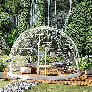 VEVOR 12FT Garden Dome Bubble Tent, Upgraded Geodesic Dome Greenhouse with Transparent TPU Cover and Sand Bags, Waterproof Garden Dome House for Patio and Dining Places
