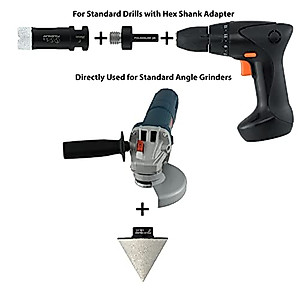 Diamond Core Drill Bits 1 Inch and Beveling Chamfer Bits 2 Inch Kit Vacuum Brazed Hole Saw with 5/8-11 Thread Plus 3/8 Inch Hex Shank Adapter (Set-1 with 1" (25mm) Diamond Drill Bit)
