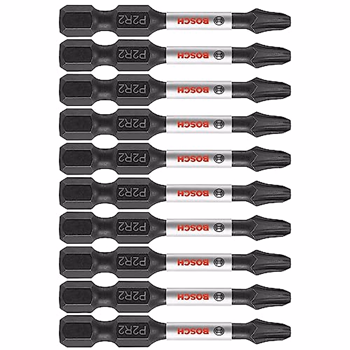 BOSCH ITP2R2205 5-Pack 2 In. Phillips/Square #2 Impact Tough Screwdriving Power Bits