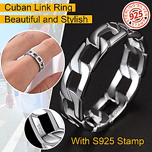 Silver Cuban Link Ring Women Size 6 Buckle Rings Sterling Silver Chain Rings