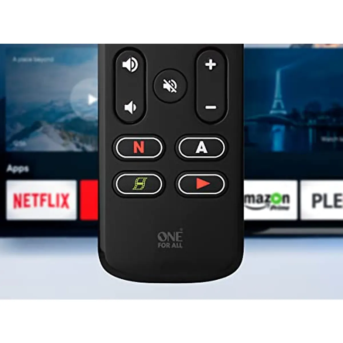 One For All Streamer Remote – Universal Remote Control for up to 3 Devices Infrared Controlled Streamer Boxes TVs and Sound bar – Learning Feature - Backlit Keys - Black – URC7935