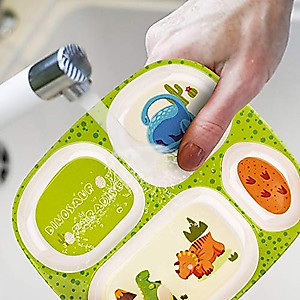 Lightening Kid Plate Set, Baby Dinnerware for Child Toddlers Feeding Divided Plate, BPA Free, Food-safe and Eco Friendly (Green)