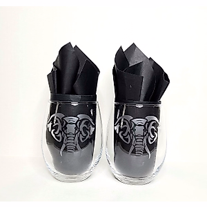 Etched elephant wine glass set, etched wine glass, elephant glass, wine gift, wine glass set of 2, etched elephant, elephant wine glass, stemless wine glass, 15 oz. wine glass