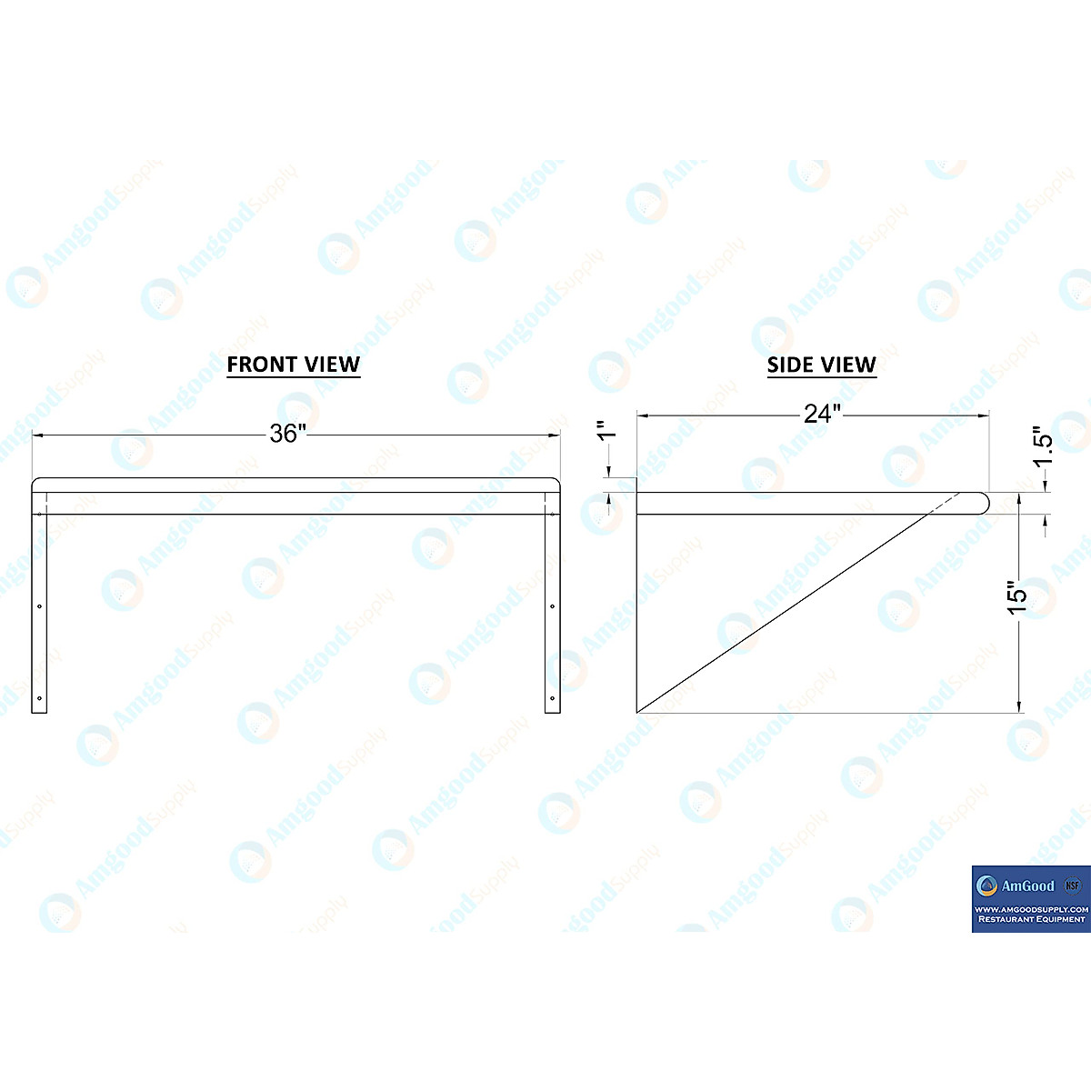 AmGood 24" X 36" Stainless Steel Wall Shelf | NSF | Garage, Laundry, Storage, Utility Room | Restaurant, Commercial Kitchen